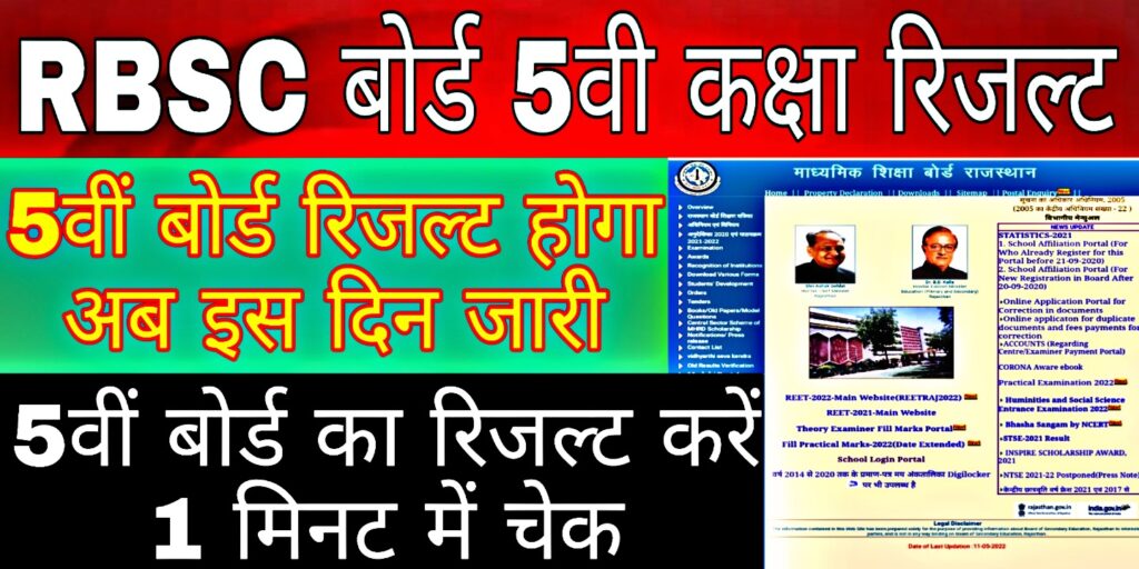 Rajasthan Board 5th Class Result 2022 